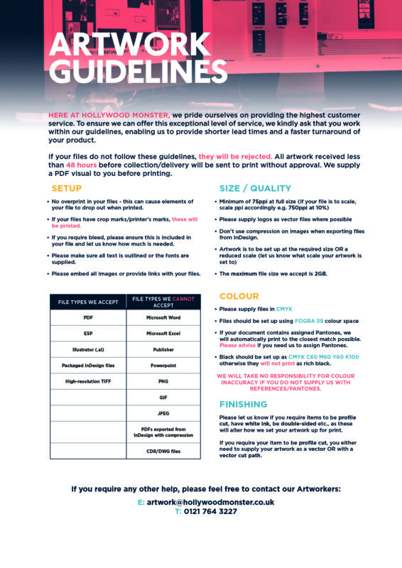 Artwork Guidelines | Signage & Graphics | Hollywood Monster
